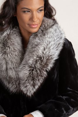 Diana Danish Mink Fur Jacket with Silver Fox Fur Collar | Overland