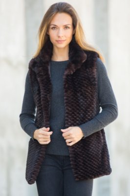 Juliet Rex Rabbit Fur Popcorn-Carved Vest | Overland