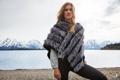 Lottie Knitted Rex Rabbit and Fox Fur Poncho | Overland