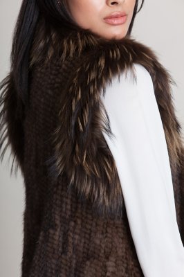 Reyna Knitted Mink Fur Vest with Raccoon Fur Trim | Overland