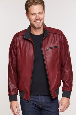 Harrison Embossed Italian Lambskin Leather Bomber Jacket | Overland