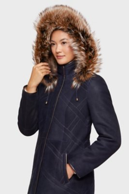 Daria Shearling Sheepskin Coat with Fur Trim and Detachable Hood | Overland