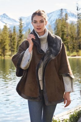 Shirley Reversible Merino Shearling Sheepskin Cape | Overland