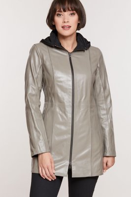 Rowena Reversible Lambskin Leather Coat with Detachable Hood | Overland