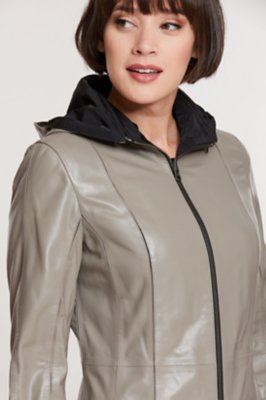 Rowena Reversible Lambskin Leather Coat with Detachable Hood | Overland