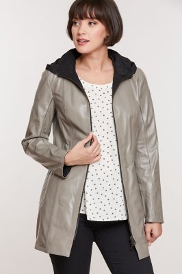 Rowena Reversible Lambskin Leather Coat with Detachable Hood | Overland