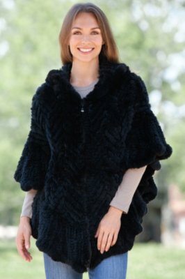 Missy Knitted Rex Rabbit Fur Poncho | Overland