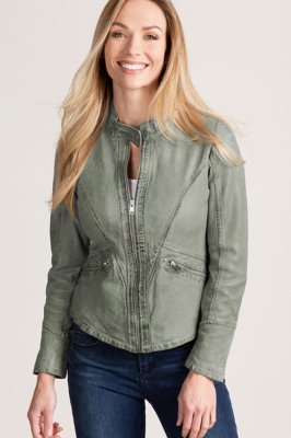 Madison Washed Lambskin Leather Moto Jacket | Overland