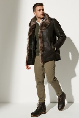 Russell Shearling-Lined Lambskin Leather Coat with Fur Trim | Overland