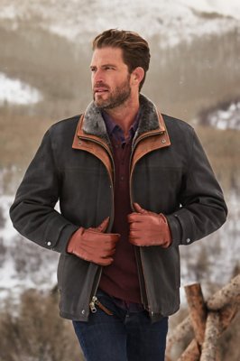 Jack Frost Leather Coat with Spanish Merino Shearling Lining - Tall ...
