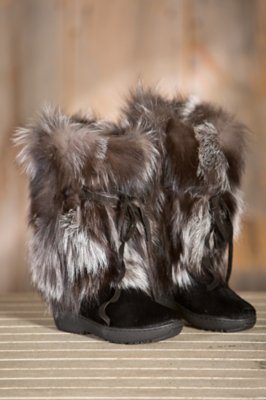 Women's Vera Calfskin and Silver Fox Fur Boots | Overland