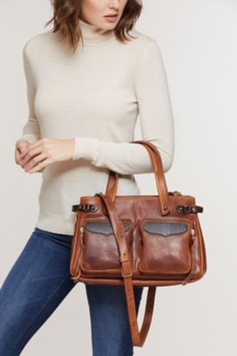Santa Fe Bison Leather Crossbody Top Handle Handbag with Concealed ...