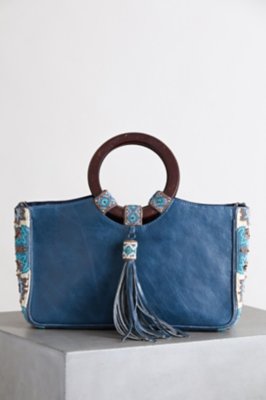 Oasis Beaded Leather Crossbody Tote Bag | Overland