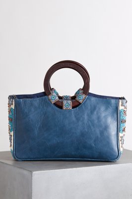 Oasis Beaded Leather Crossbody Tote Bag | Overland