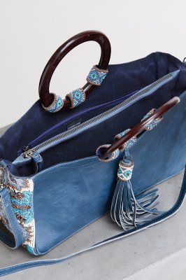 Oasis Beaded Leather Crossbody Tote Bag | Overland