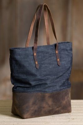 Overland Mills Denim and Leather Tote Bag | Overland