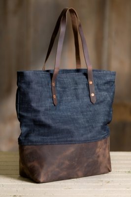Overland Mills Denim and Leather Tote Bag | Overland