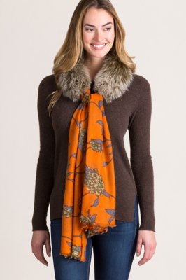 Cashmere Scarf with Detachable Fox Fur Collar | Overland