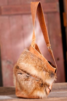 Women's Red Fox Fur and Leather Handbag | Overland