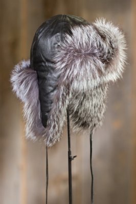 Goatskin Leather Aviator Hat with Fox Fur Trim | Overland
