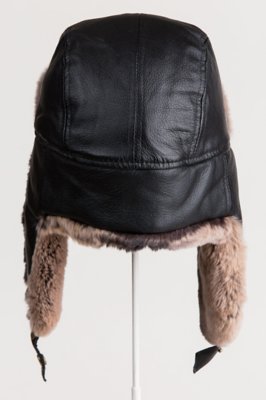 Lambskin Leather Trapper Hat with Two-Tone Rex Rabbit Fur Trim | Overland