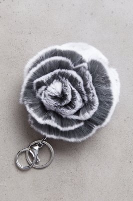 Rex Rabbit Fur Double Flower Keychain | Overland